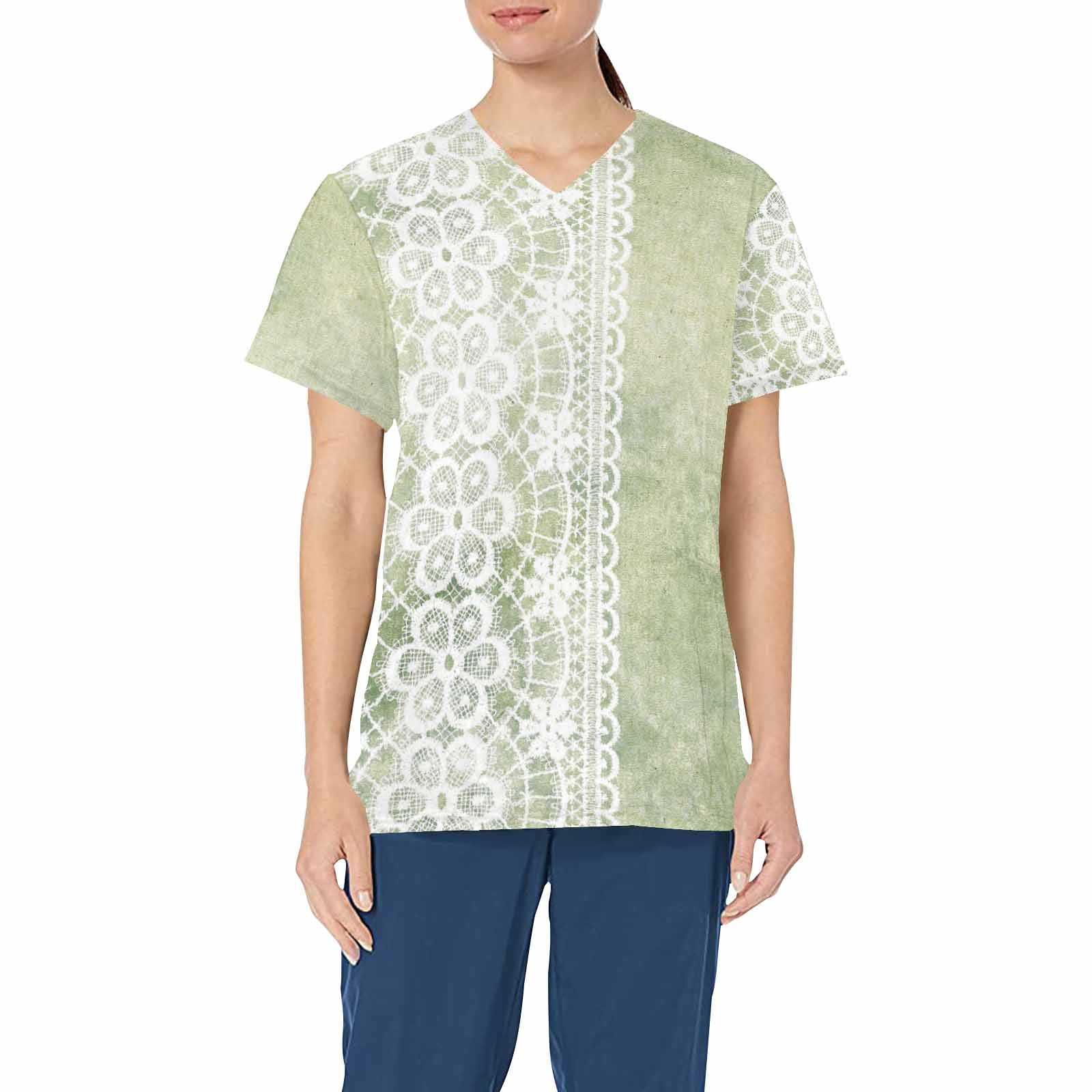 Victorian lace print professional scrubs, nurses scrub, unisex, design ...
